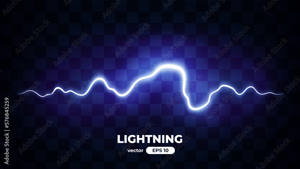 Thunder lightning isolated isolated on black background. Heart pulse ...
