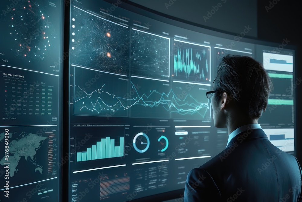 Analyst working with Business Analytics on computer to make report with ...