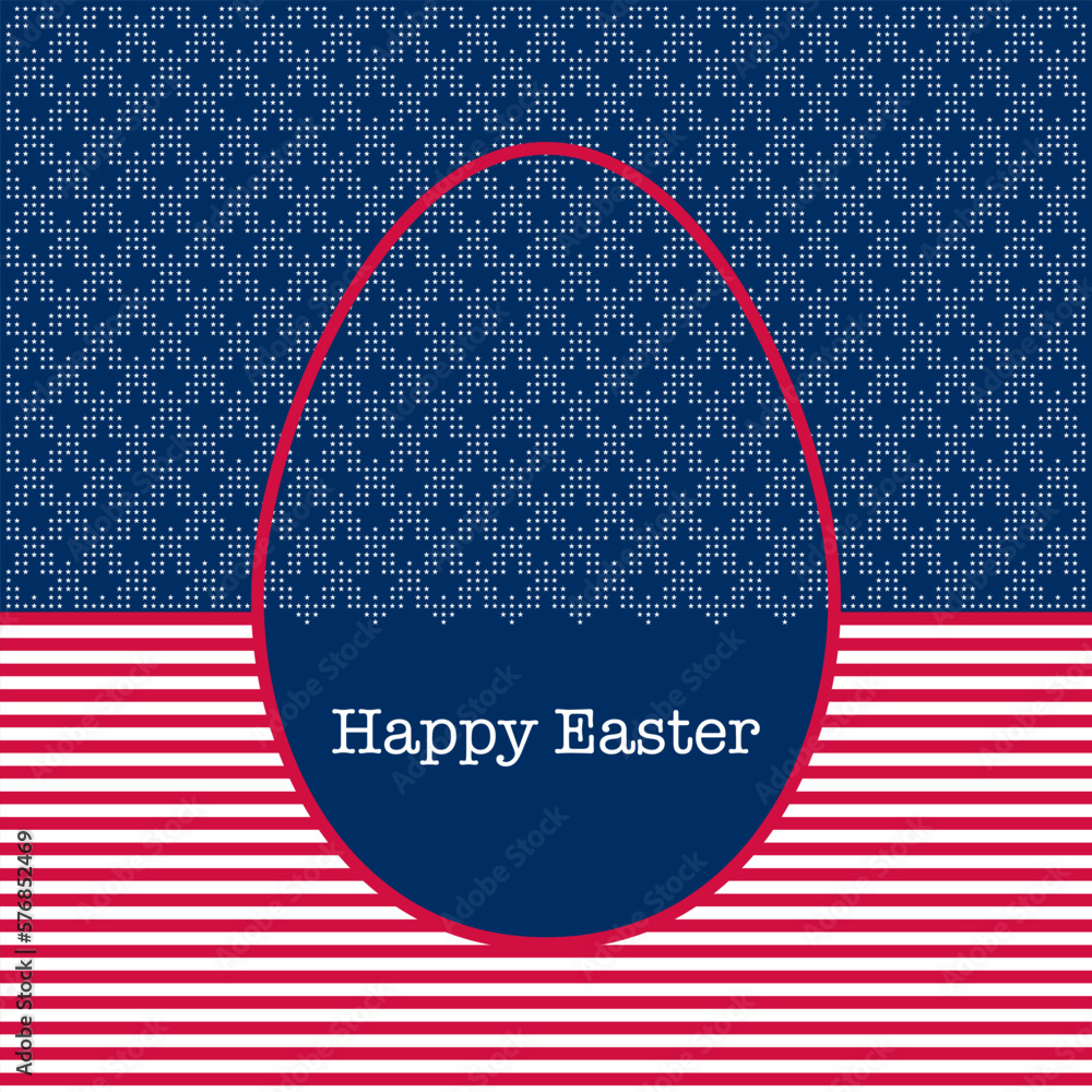 Easter Egg greeting card decorated with colours and symbols of the USA ...
