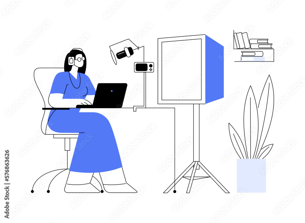 Professional livestream abstract concept vector illustration. Stock ...