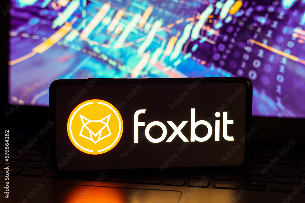 March 1, 2023, Brazil. In this photo illustration, the Foxbit logo seen displayed on a ...