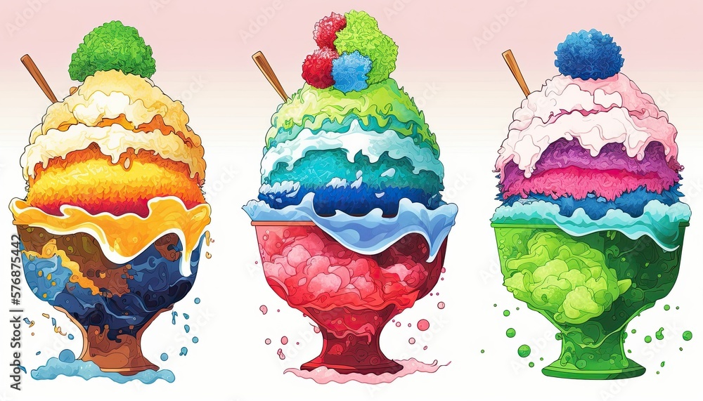 Colorful shaved ice illustrations, ai art Stock Illustration | Adobe Stock