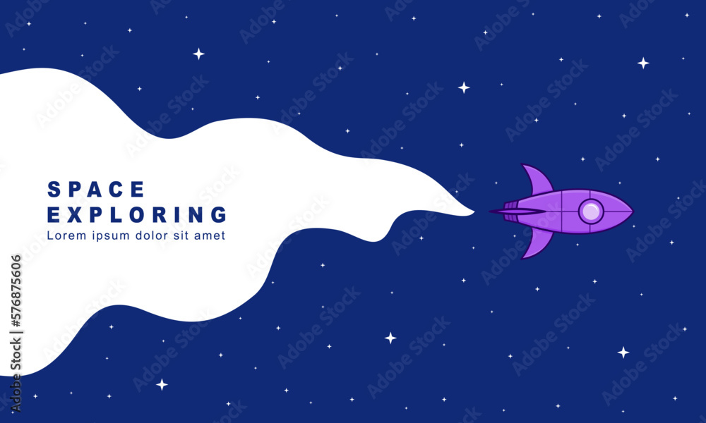 Initial idea Landing page screen, development technology, rocket banner ...