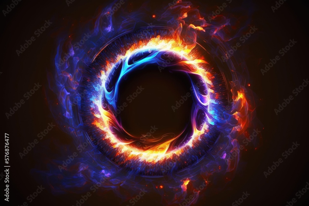 Flaming halo of brilliant light. Connecting to the doorway of fire. A ...