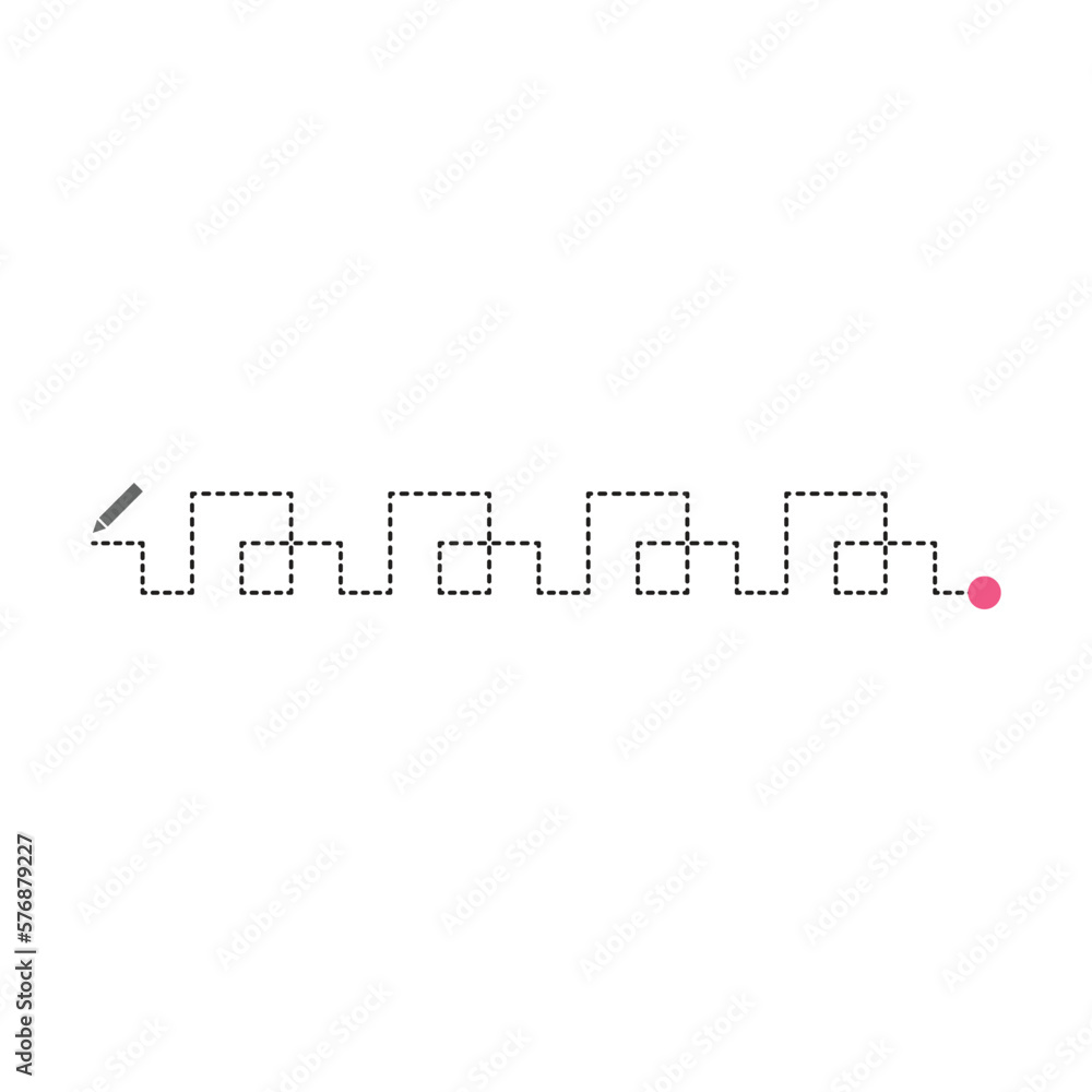 Tracing lines dotted outline shape preschool and kindergarten school ...