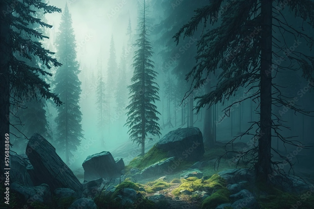 Feelings of mystery and the supernatural permeate this gloomy forest ...