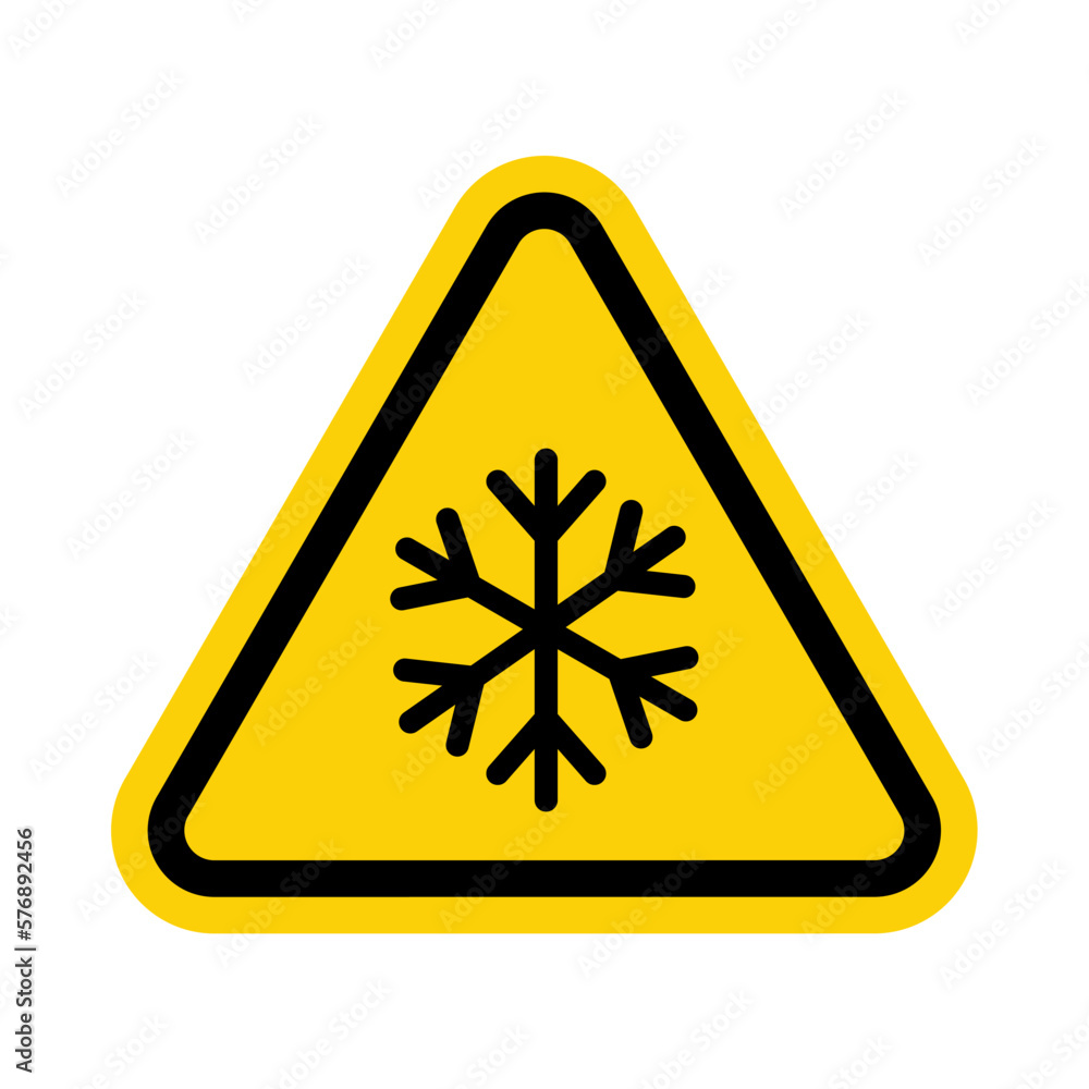 ISO Triangle Warning Sign: IS W010 - Freezing Hazard Frostbite Symbol ...