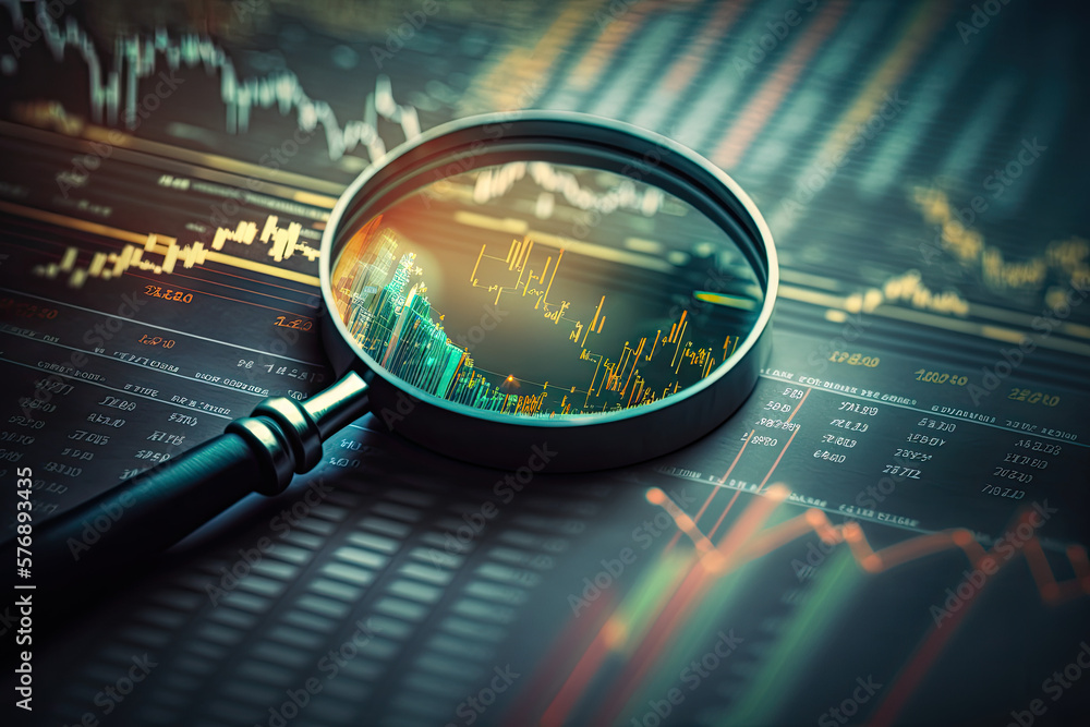 Magnifying glass search of investing and stock market over a graph ...