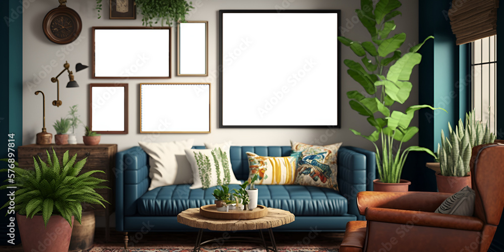 Sleek and stylish living room design mockup, Contemporary living space ...