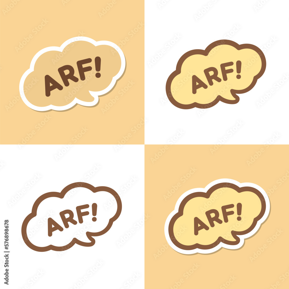 Arf! Dog bark animal sound effect text in a speech bubble balloon ...