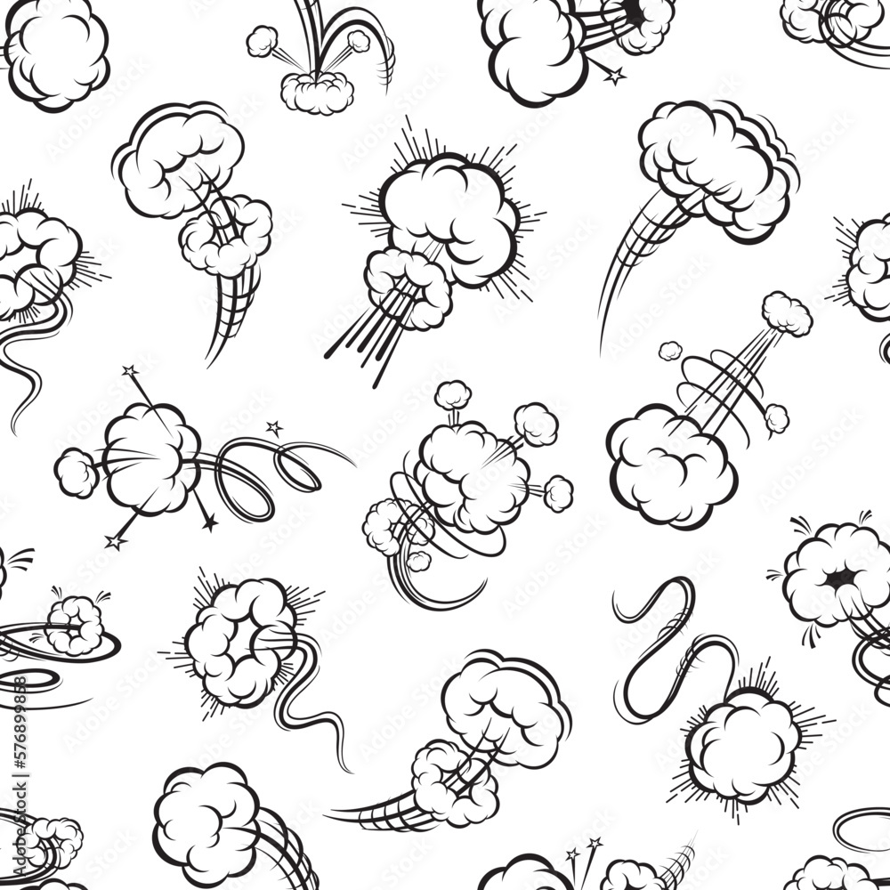 Speed motion comic trails and bubbles seamless pattern. Wallpaper or ...