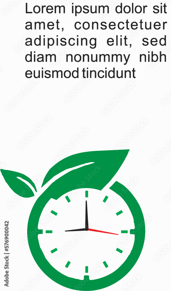 It's time to go green. Clock to show time for growing and nurturing ...