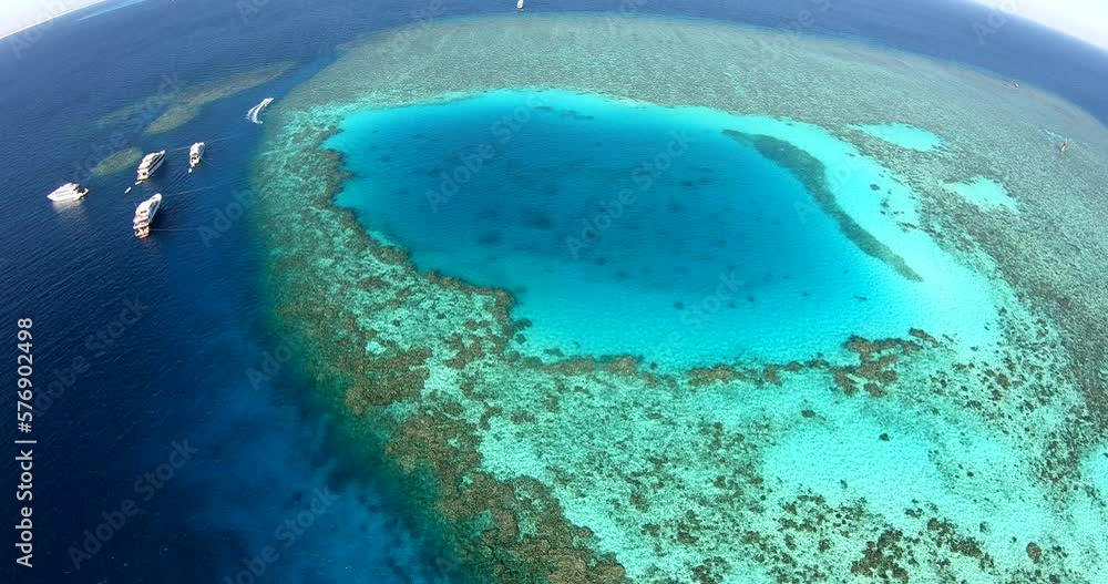 Aerial Drone Shot for Abu Nuhas Coral Reef Dive Site in `the Red Sea of ...