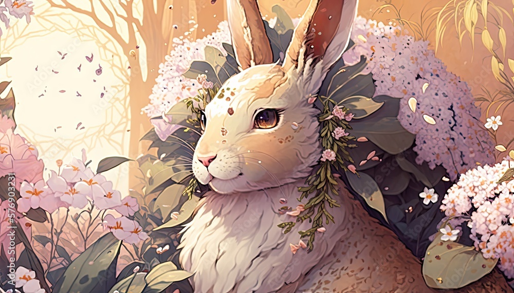 Colorful Artistic Design Easter Bunny Animal Wallpaper Featuring ...