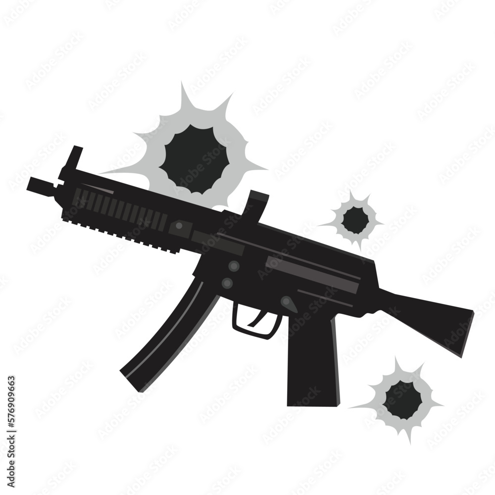AK47 machine gun with bullet shots vector illustration Stock Vector ...