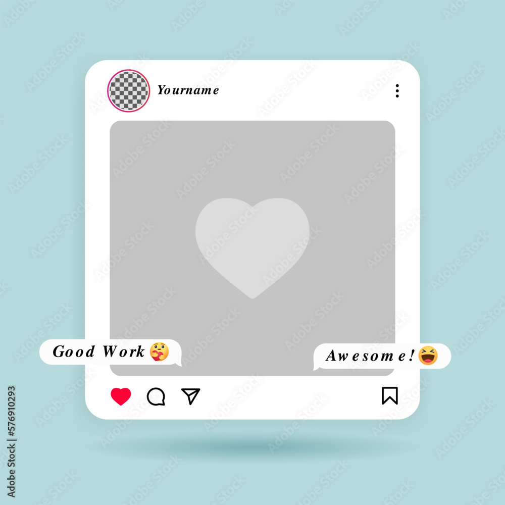 Instagram post white mode theme. Instagram photo frame mockup. Stock ...
