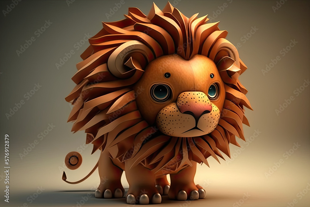 Cute 3d lion character, generative AI Stock Illustration | Adobe Stock