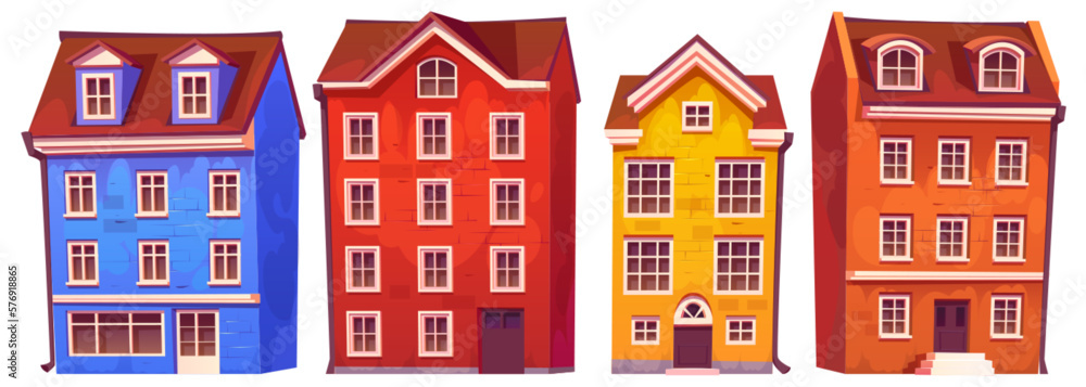 Vecteur Stock Scandinavian city houses and buildings. European town ...