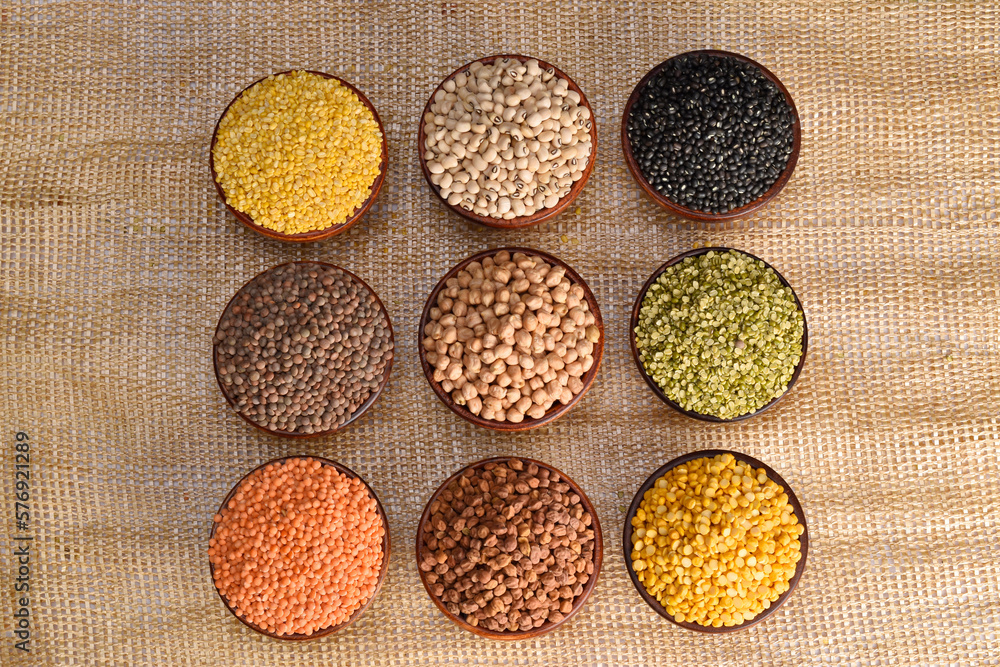 Top view of multiple lentils, seeds and gram black gram, red lentils ... Top view of multiple lentils, seeds and gram black gram, red lentils ...