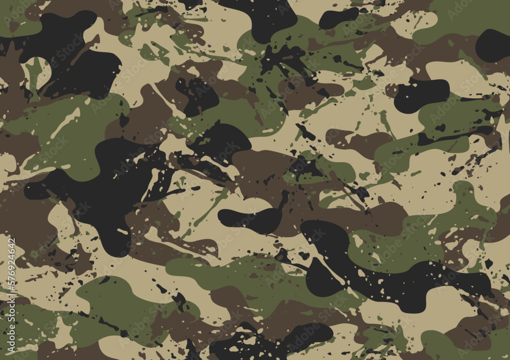 Grunge camouflage texture seamless pattern. Abstract modern endless ...