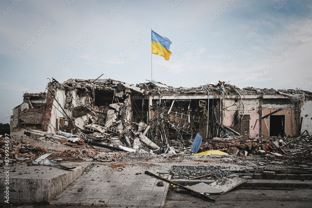 concept of the aftermath of war. Illustration of the destruction after ...