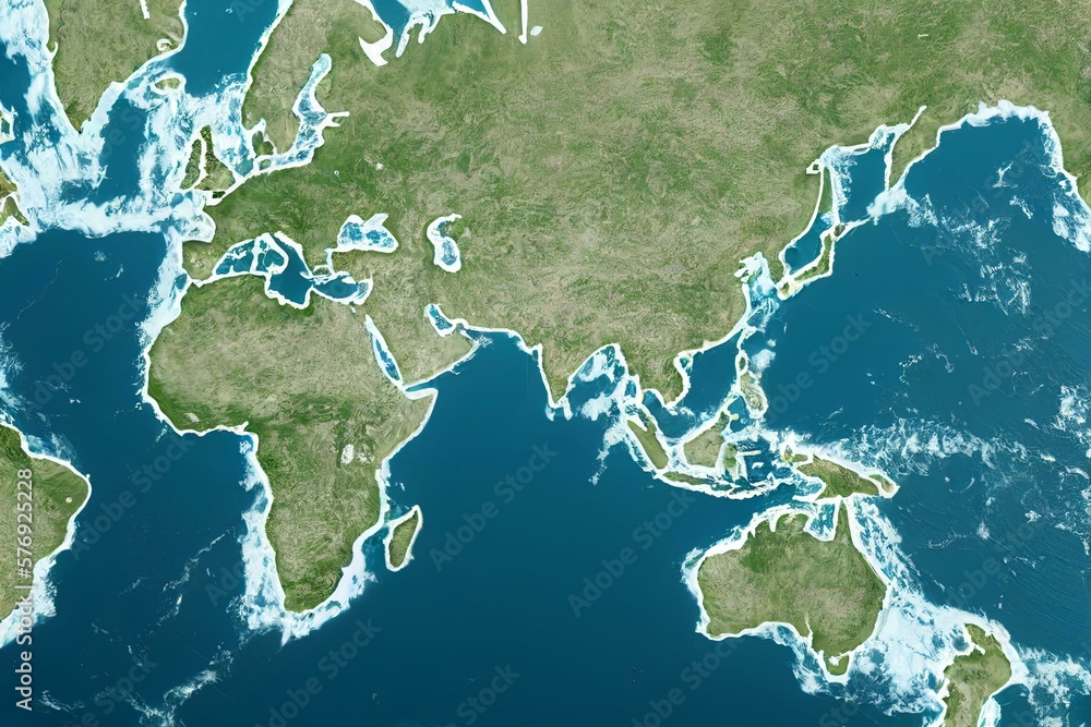 Modern map of the ocean currents around the earth. Generative AI Stock ...