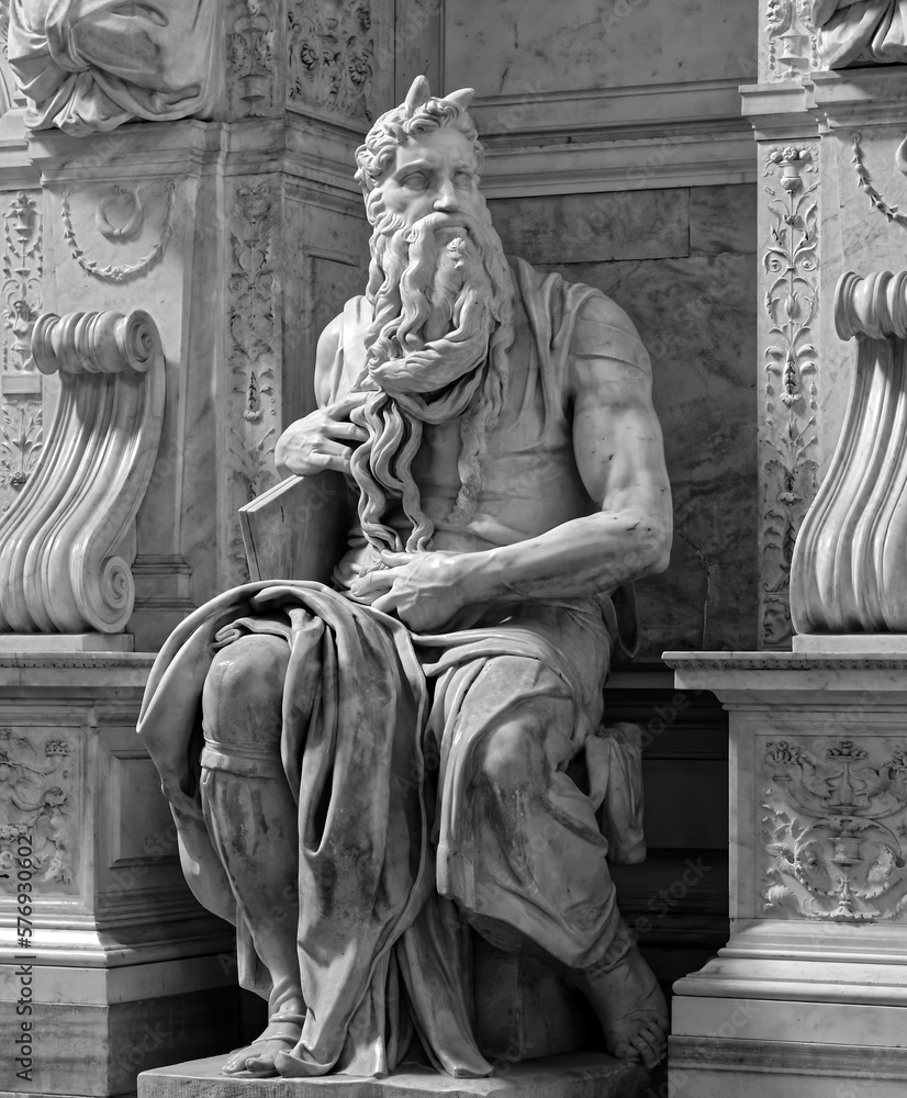 The Moses sculpture by the Michelangelo housed in the Church of Saint ...