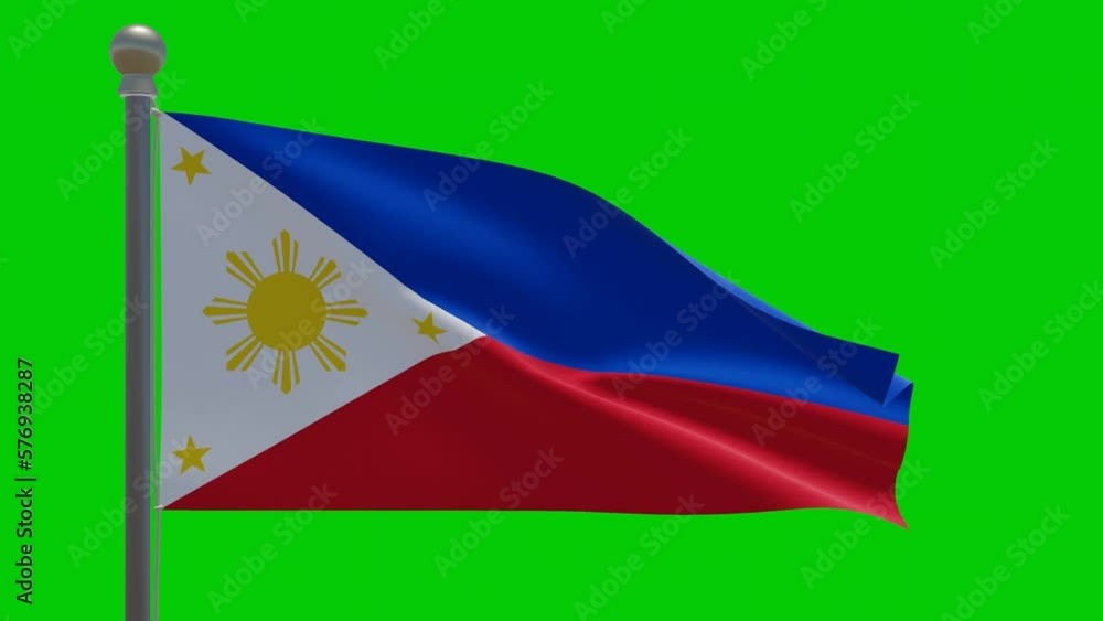 Flag in the wind with green screen background. Flag of The Philippines ...