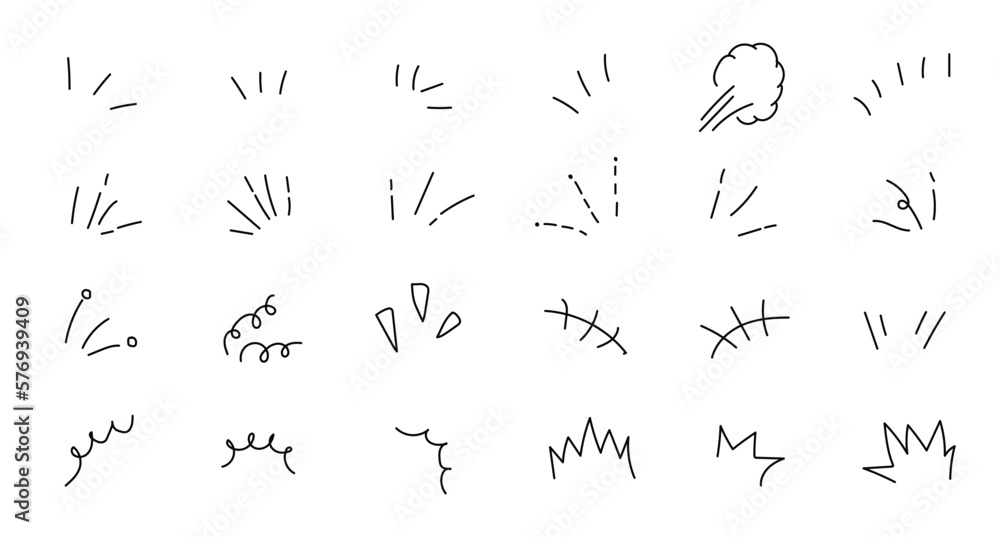 Vector set of hand-drawn cute cartoony expression sign doodle line ...