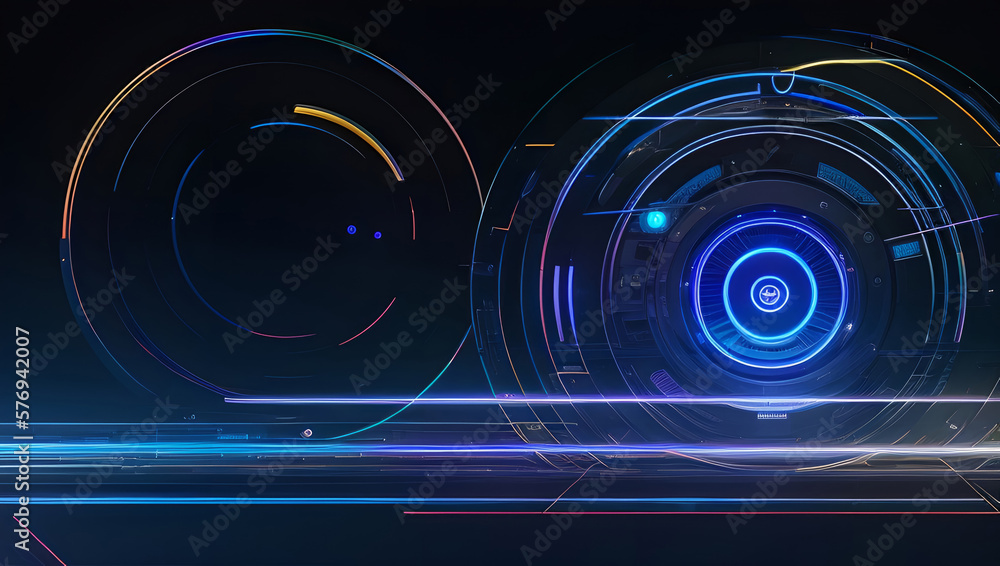 Sci-Fi Digital Tech Neon Colored Circles Controls Photoshop Screen ...