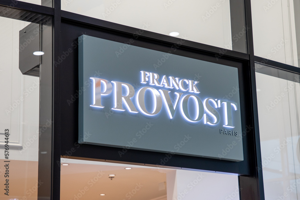 Franck Provost text sign and brand logo entrance wall facade windows ...