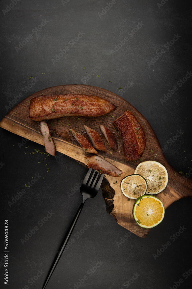 The juicy steak was cooked to perfection and tasted absolutely tasty ...