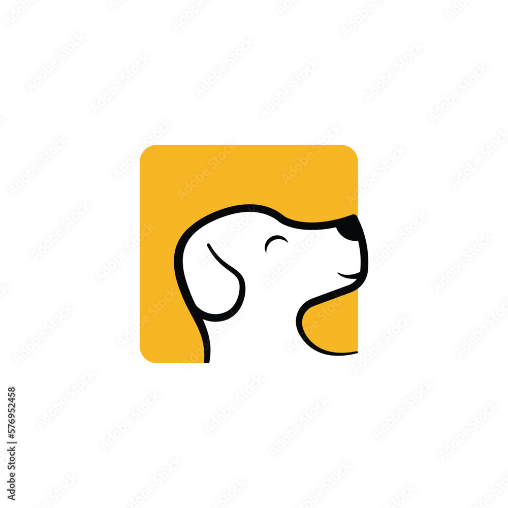 simple side square dog cute logo for business, icon, vector, web, app ...