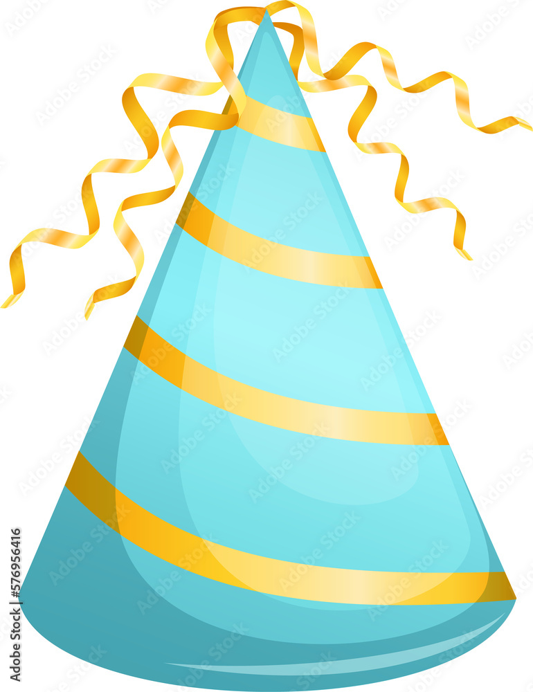 flat cartoon design illustration of colored hat for birthday party ...