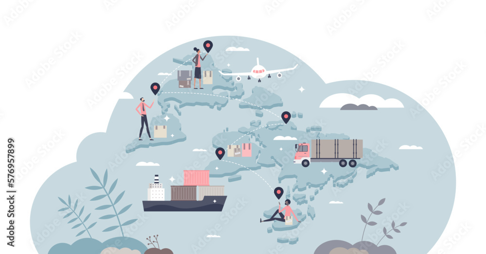 Supply chain management with cargo logistics and sourcing process tiny ...