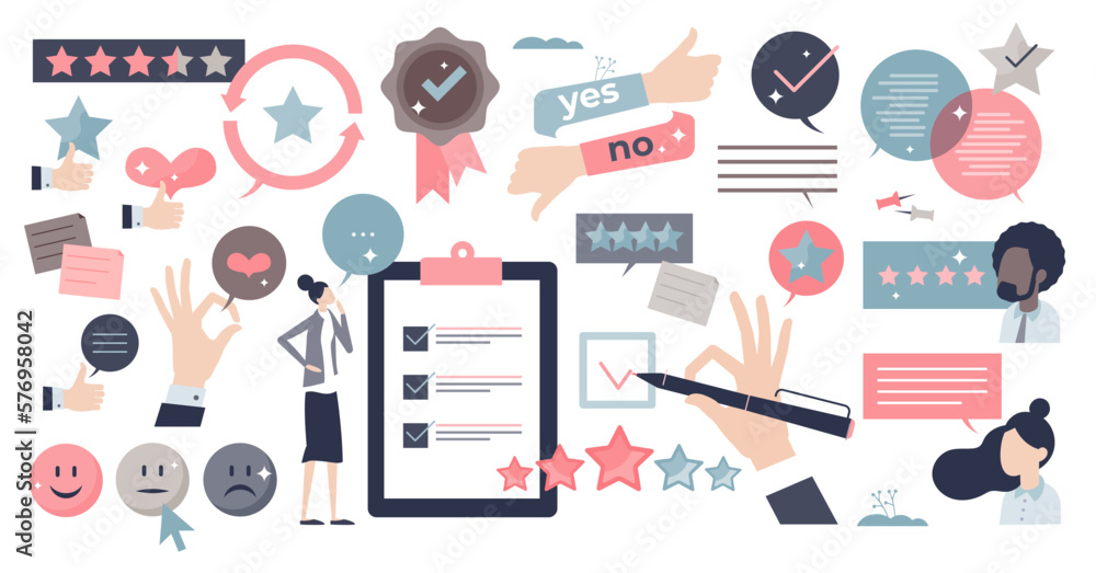 Feedback elements and customer satisfaction rating tiny person ...