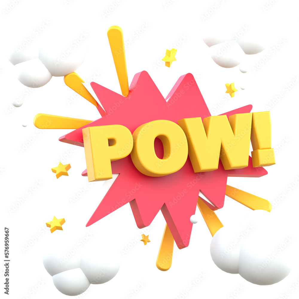 3d Cartoon comic sign burst clouds . Speech bubble, pow! sign ...