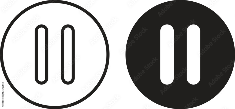 video paused icon simple trendy flat style line and solid Isolated ...