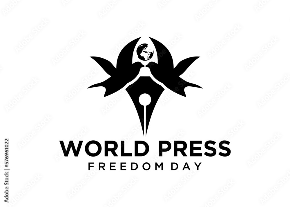 World press freedom day logo with a bird and a pen Stock Vector | Adobe ...