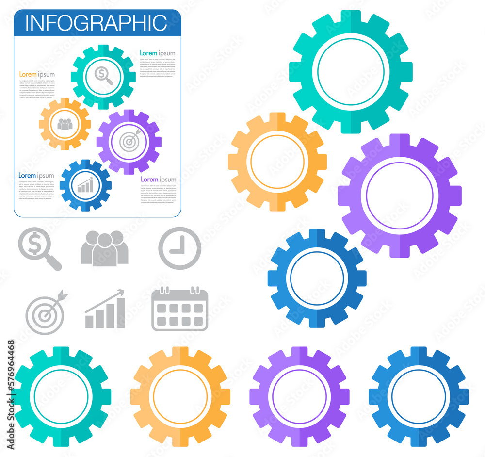 Infographic gear templates png. and power point design Stock ...
