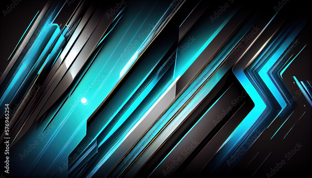 Black and Cyan Colors of Energy Beams Futuristic Tech Background with ...
