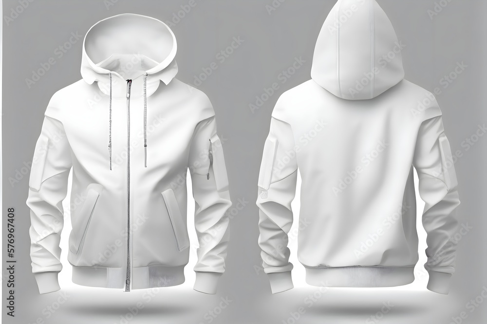 White jacket on a white, generative ai. Blank White hoodie isolated on ...