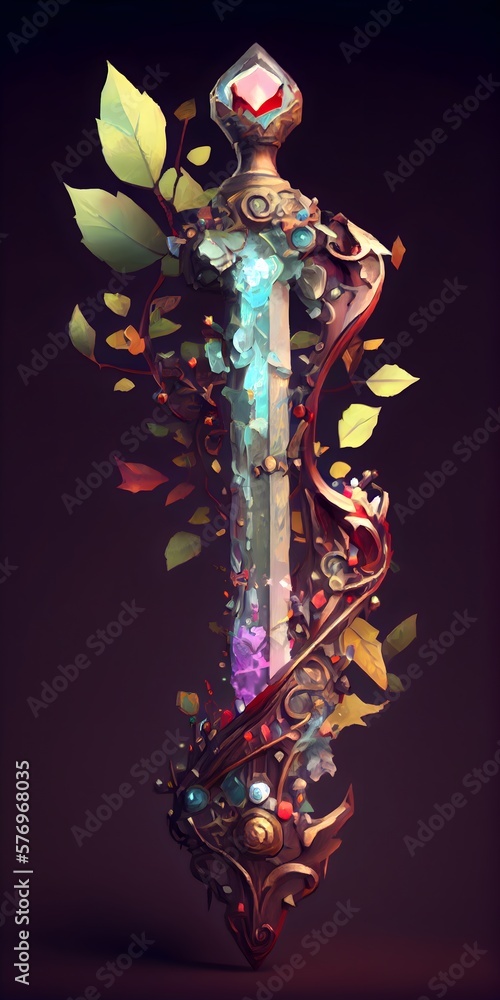 Sword in the stone excalibur, illustration of Magical sword reclaimed by nature in the stone ...