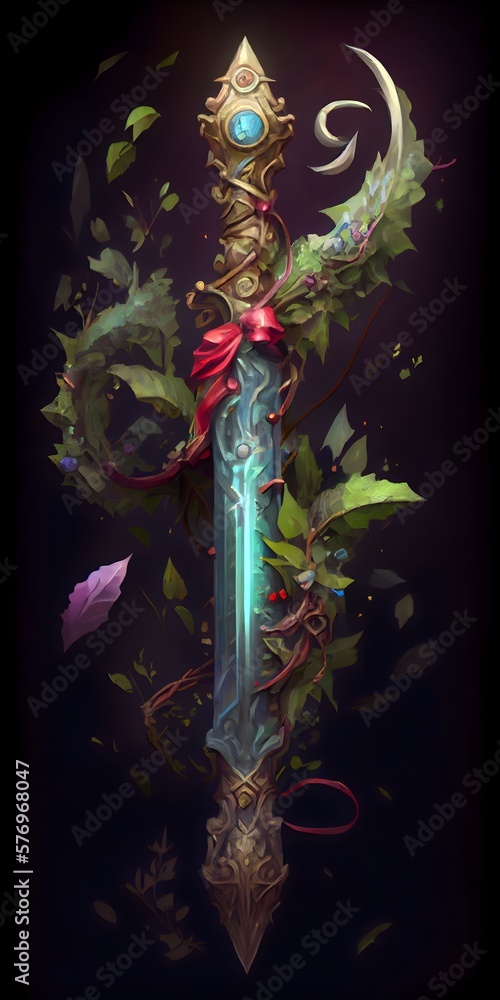 Sword in the stone excalibur, illustration of Magical sword reclaimed by nature in the stone ...