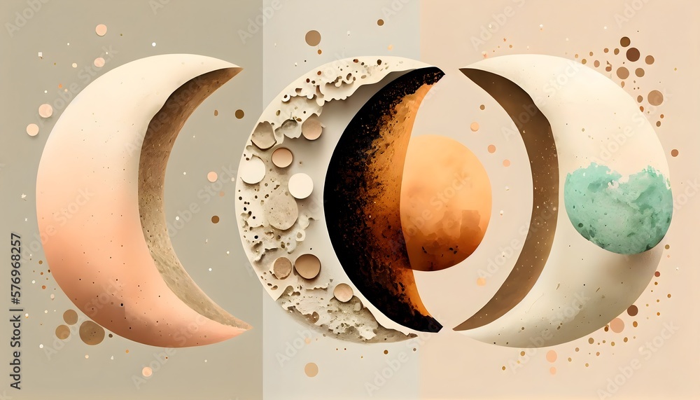 symbol art of luna illustration, magic triple phase of moon, astrology ...