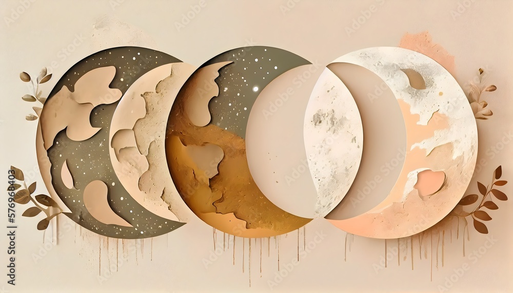 symbol art of luna illustration, magic triple phase of moon, astrology ...