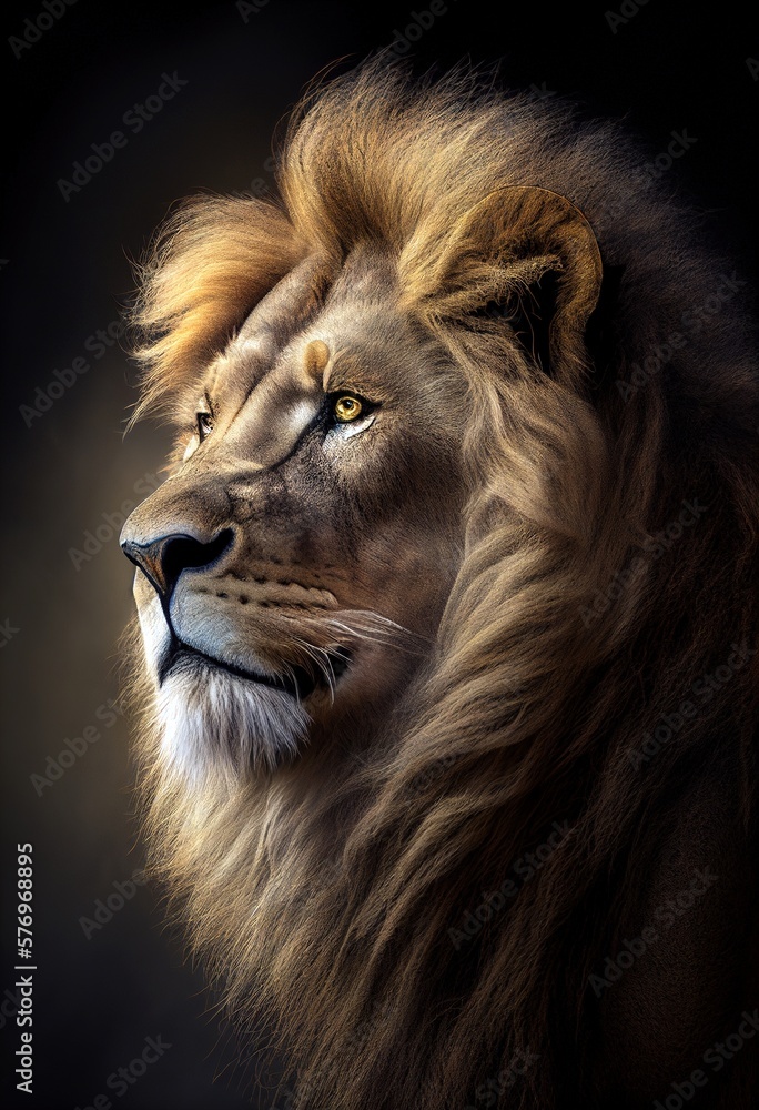 Gorgeous lion portrait. Ai generated photorealistic illustration. Is ...