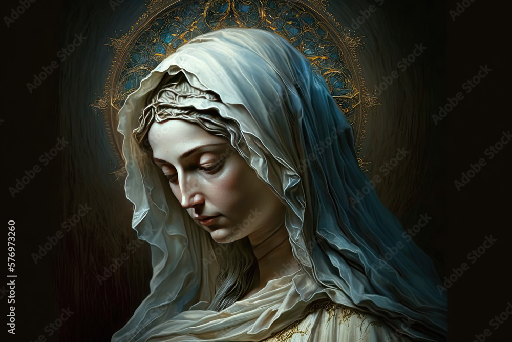 Virgin Mary mother of Jesus, generative AI Stock Illustration | Adobe Stock