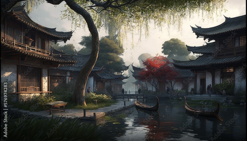 Fantasy Landscape of Traditional Chinese Architecture in Suzhou, China ...