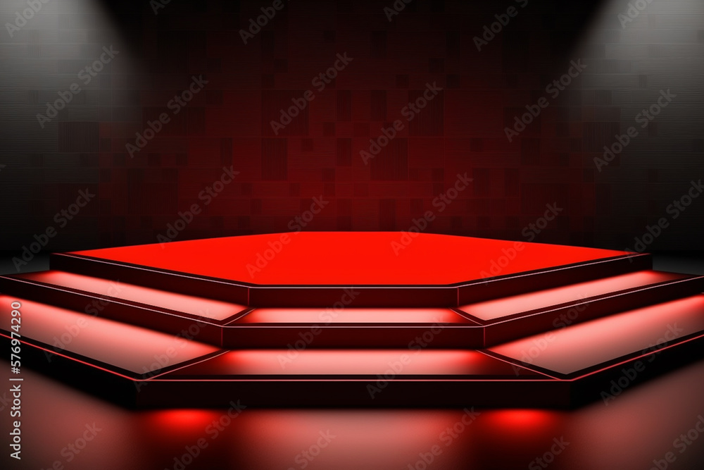 Dark red stage podium 3d background product platform of empty scene ...